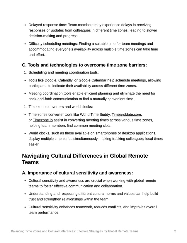 Balancing Time Zones and Cultural Differences: Effective Strategies for Global Remote Teams ...
