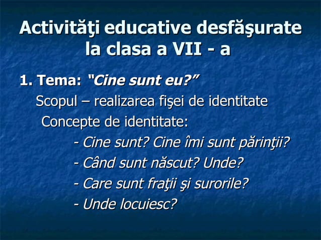 Balan Georgeta Braila Identitatea Personala | PPT
