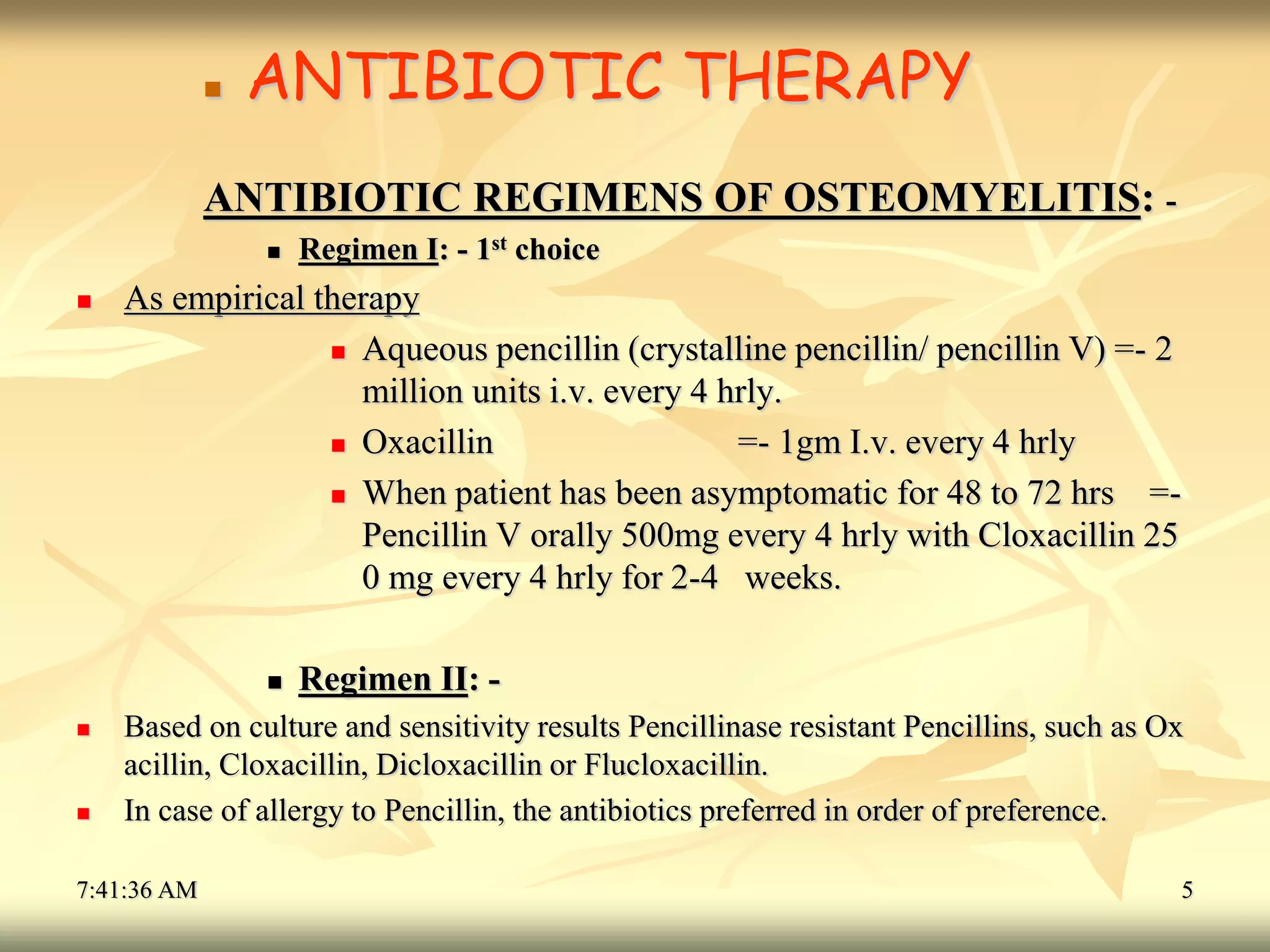 OSTEOMYELITIS TREATMENT PROTOCOL | PPTX