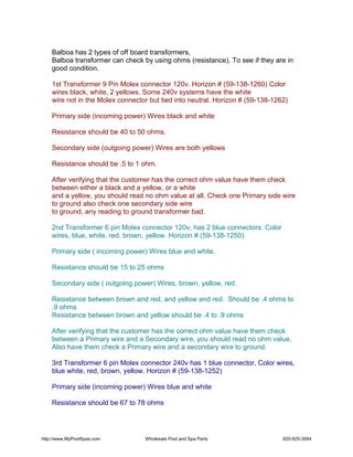 Balboa transformers testing | PDF