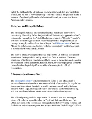 Bald Eagle Officially Declared US National Bird After Two Centuries.pdf