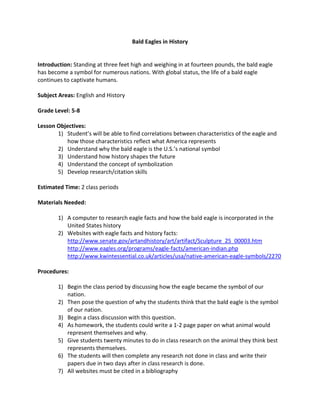 Bald eagles in history | DOCX