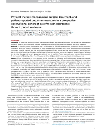 Balderman2019 thoracic outlet syndrome | PDF