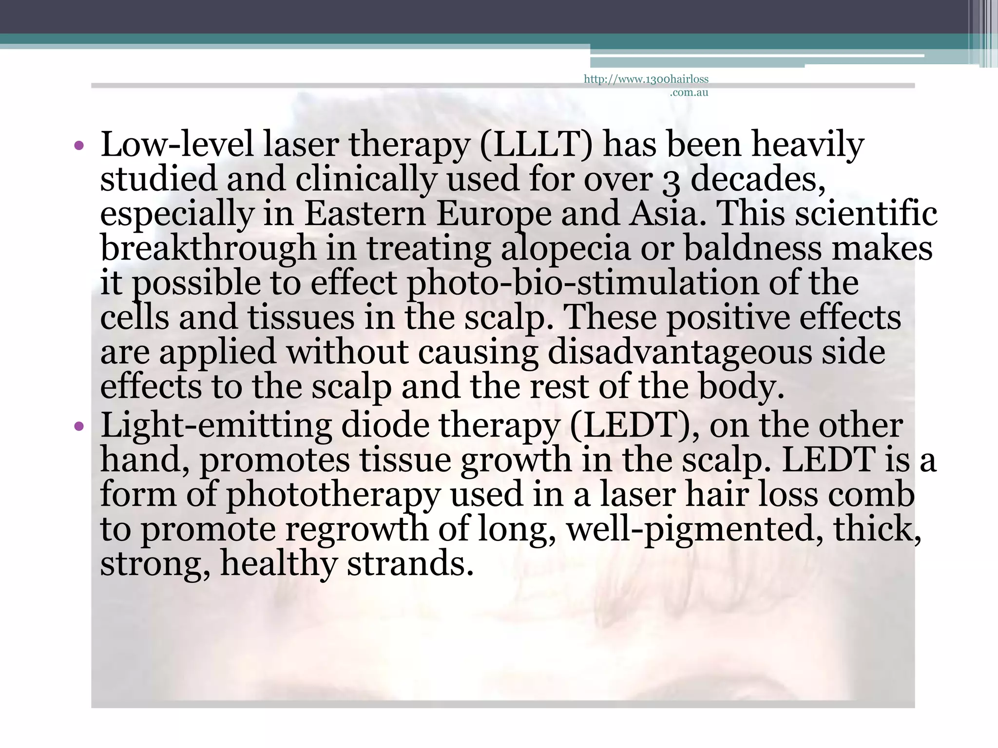 Baldness Therapy in a Laser Hair Loss Comb | PPTX