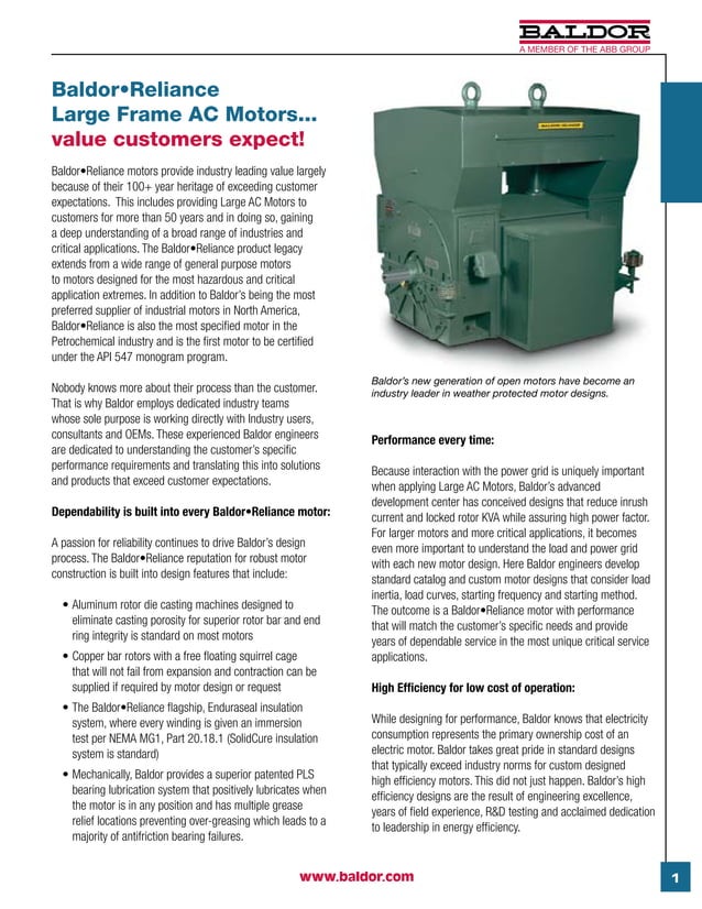 Baldor Large Frame AC Induction Motors | PDF | Auto Repair | Automotive
