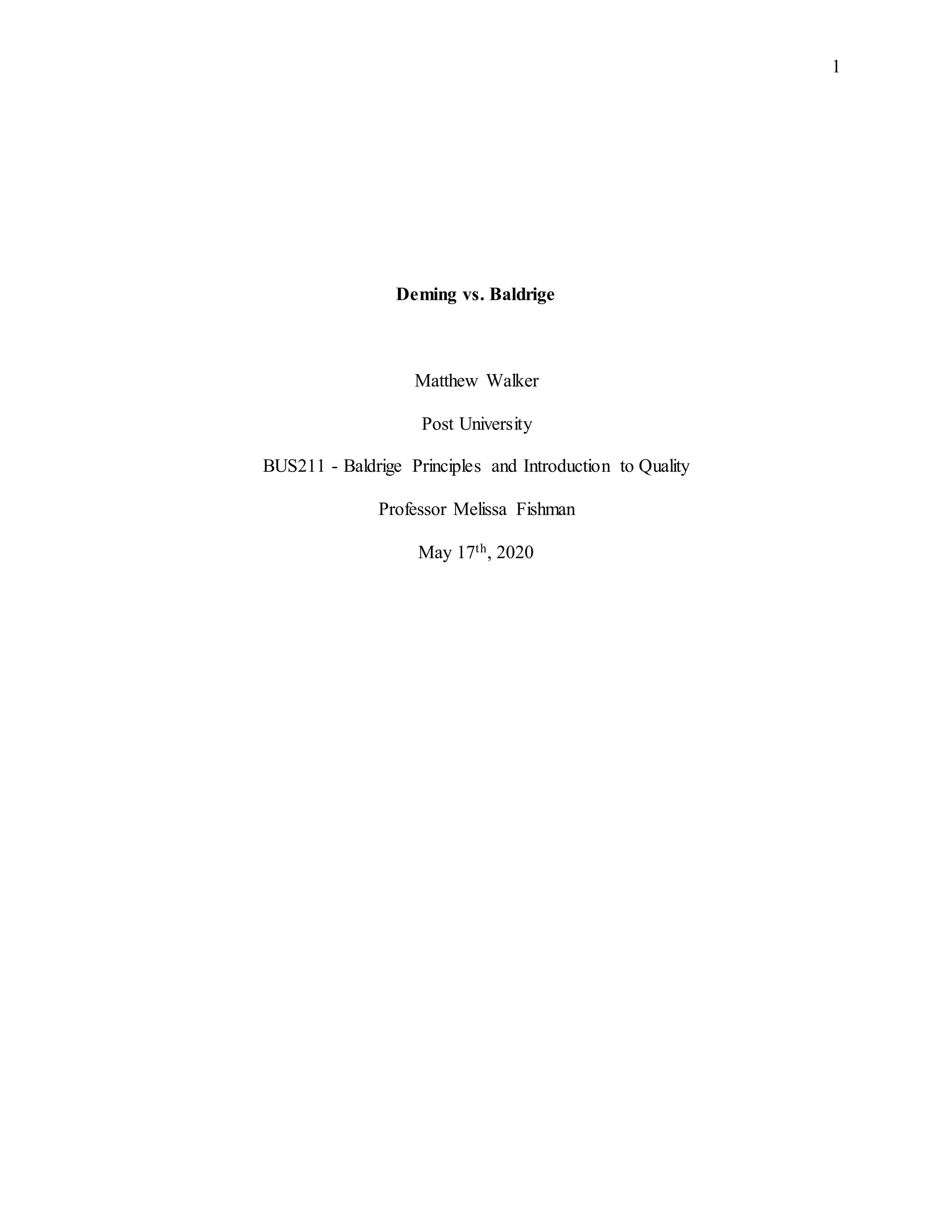 Baldrige vs deming | DOCX