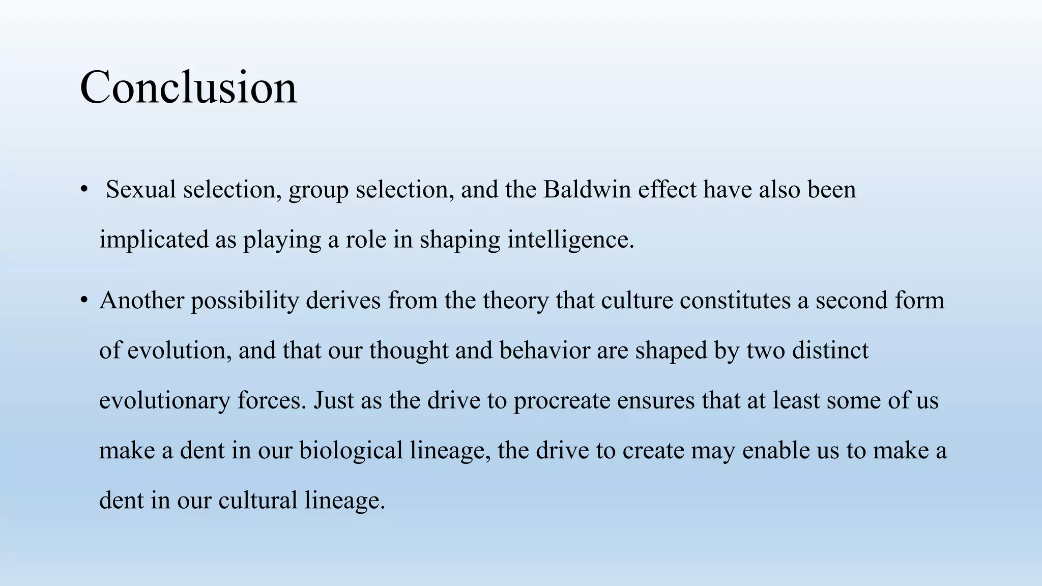 Baldwin effect and cultural explanation | PPT