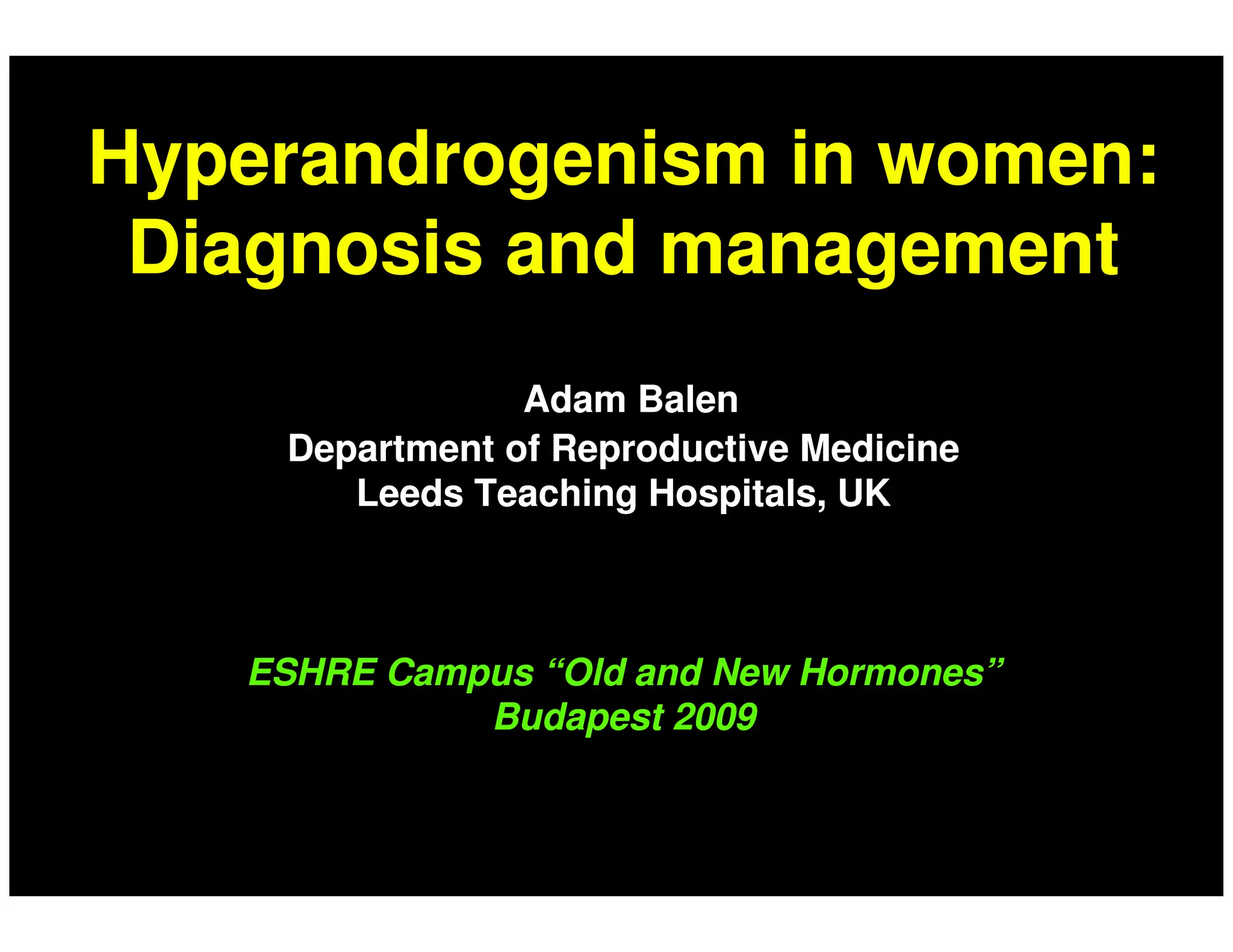 Hyperandrogenism PCOS and its causes and management mnaa | PDF