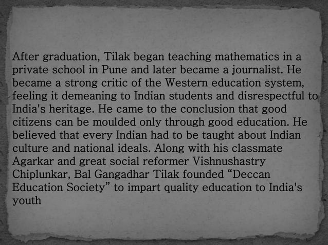 Bal Gangadhar Tilak by Vivek Chavan | PPTX