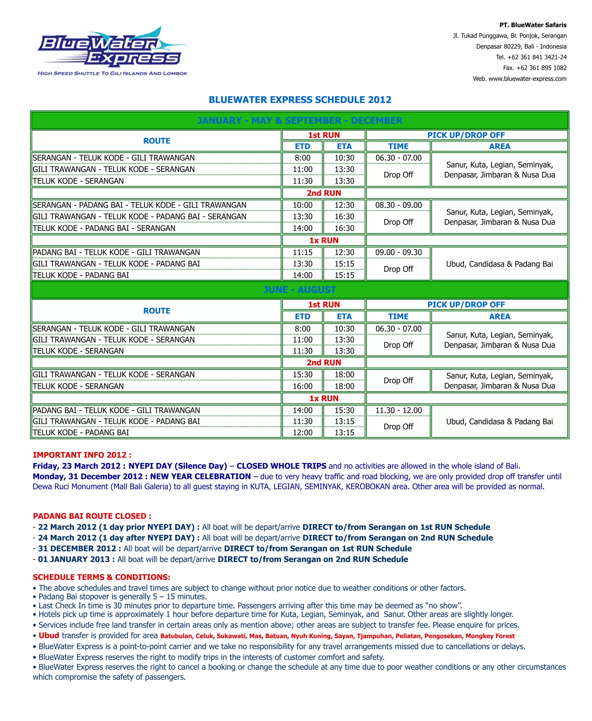 Bali gili-fast-boat-schedule-bluewater-express | PDF
