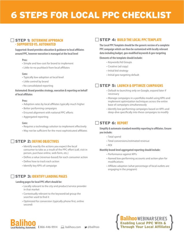 6 Steps for Local PPC: A Balihoo Checklist | PDF
