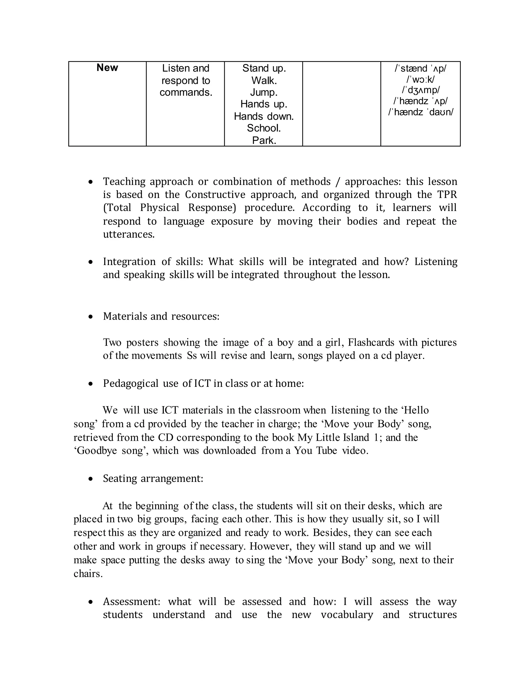 Initial level - Lesson Plan 2 | DOCX