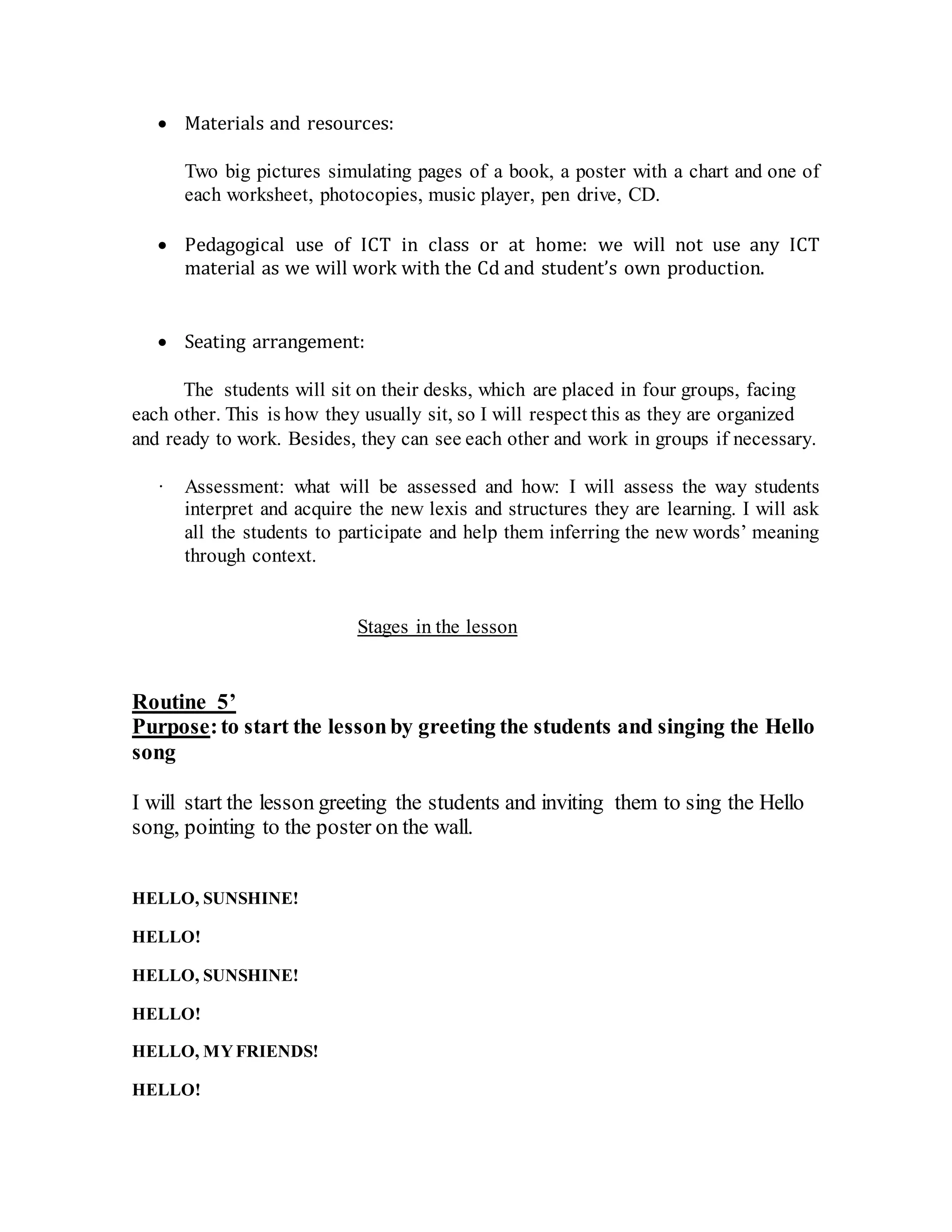 Primary Level - Lesson Plan 6 | DOCX | Education