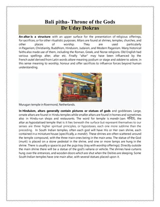 Bali pitha- The Throne of hindu temples | DOCX