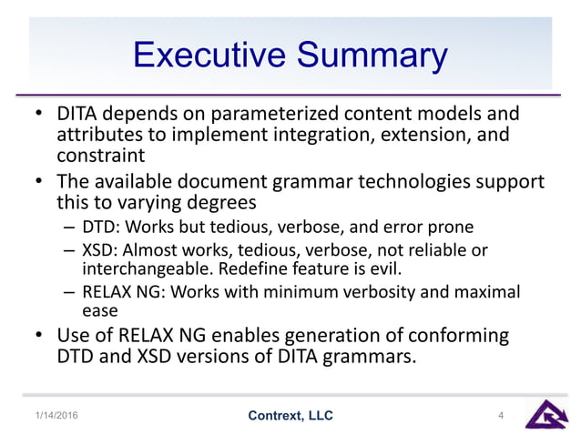 RELAX NG and DITA: An Almost Perfect Match | PPT