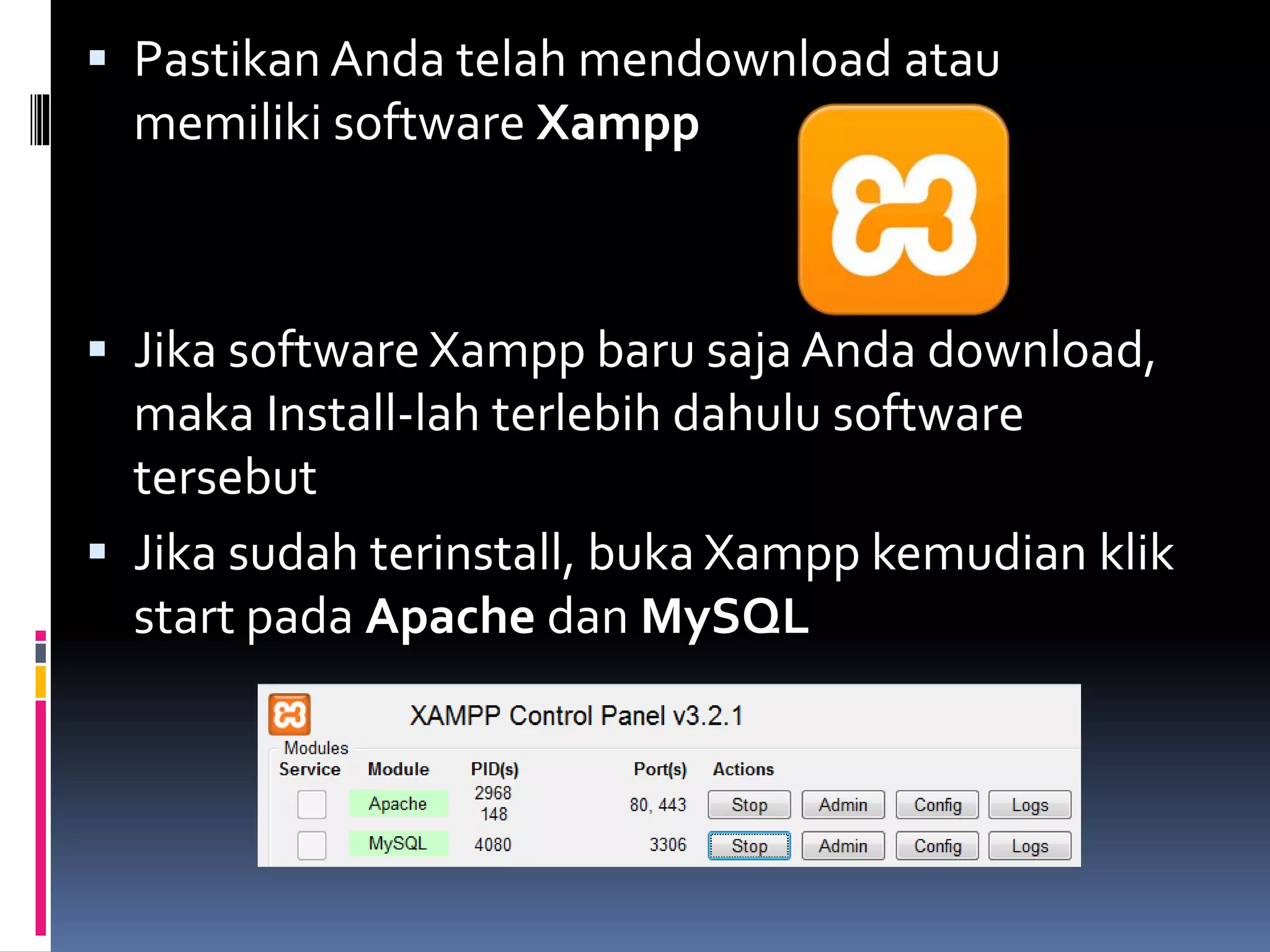 Cara menginstall CMS Balitbang menggunakan Software Xampp | PPT