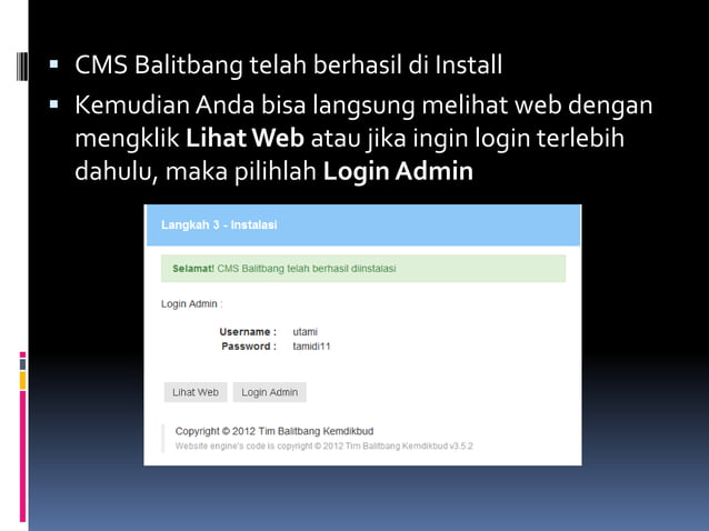 Cara menginstall CMS Balitbang menggunakan Software Xampp | PPT