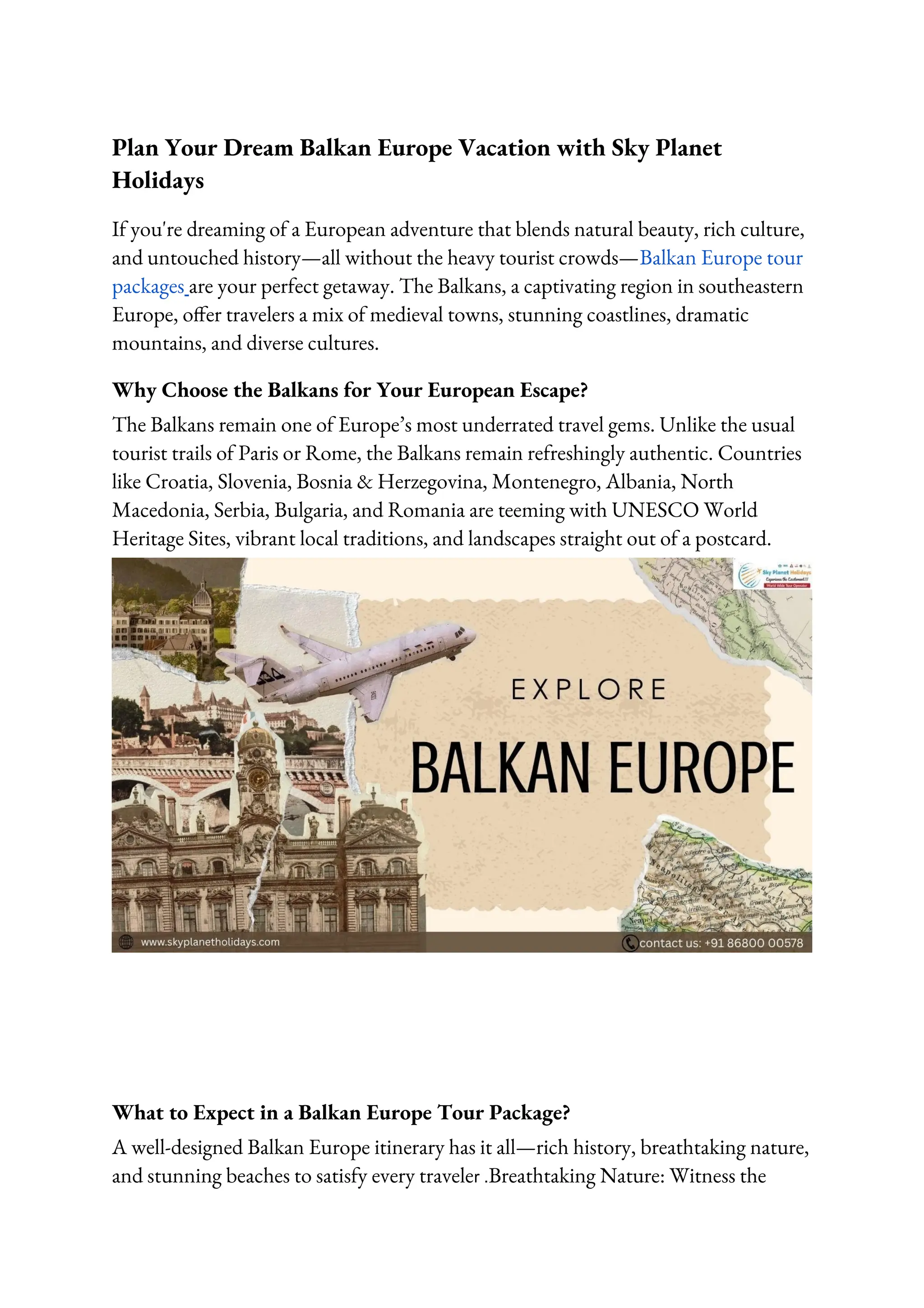 Plan Your Dream Balkan Europe Vacation with Sky Planet Holidays | DOCX