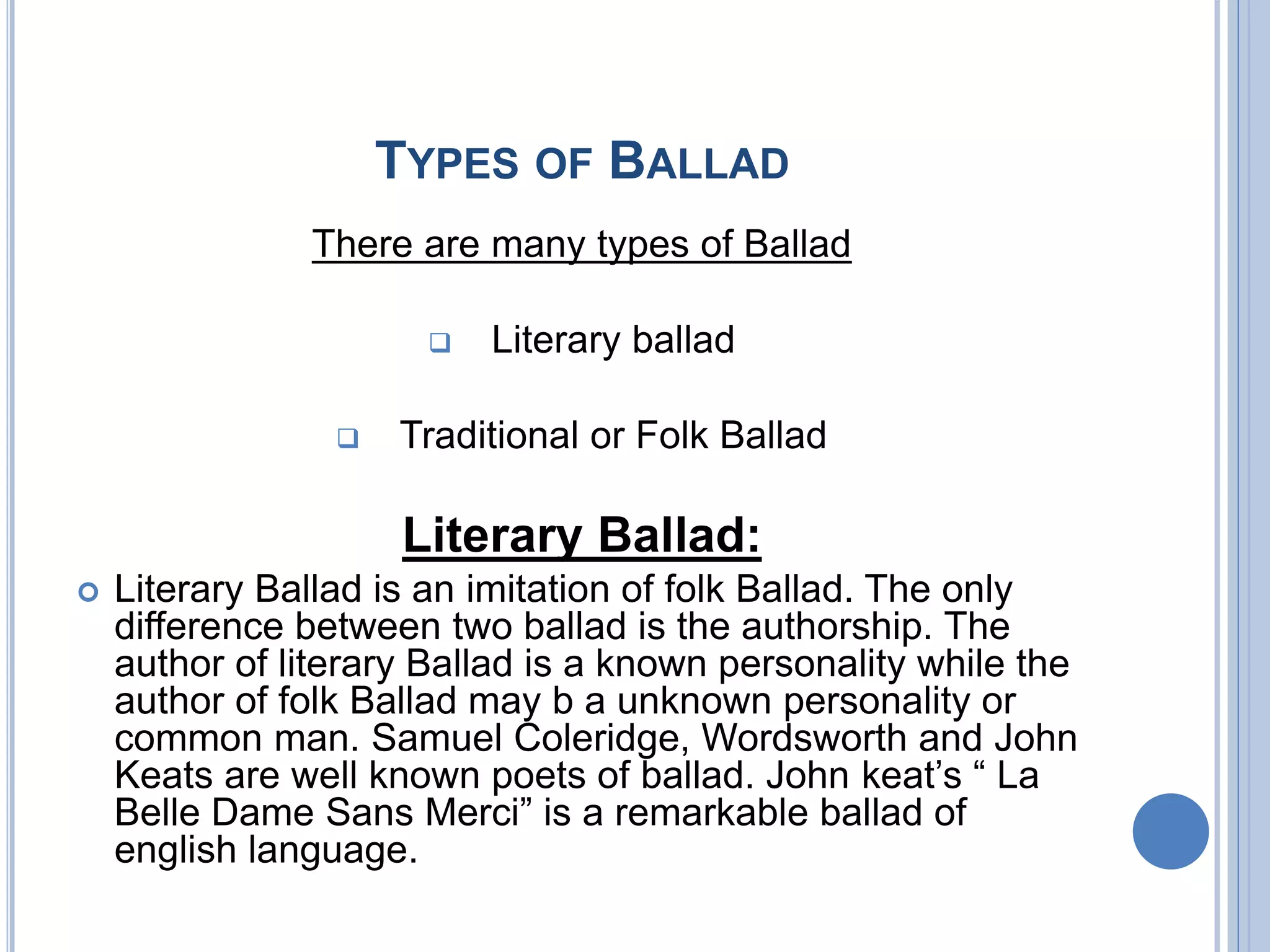 Ballad | PPTX | Poetry | Books and Literature