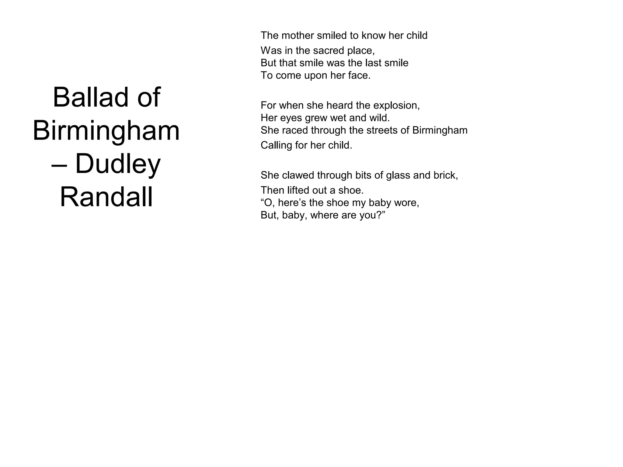 Aesthetic Reading and Writing: Ballad of Birmingham | PPT