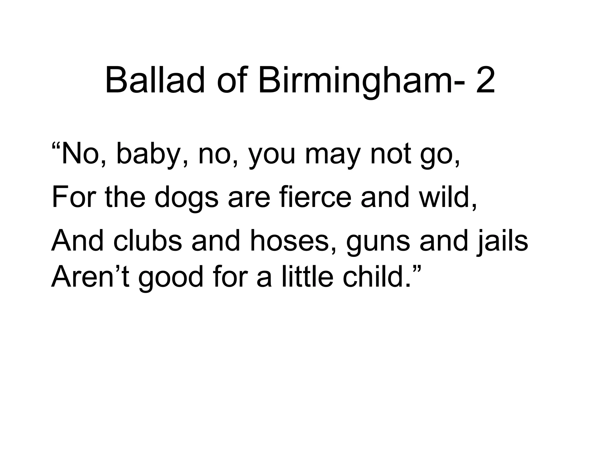 Aesthetic Reading and Writing: Ballad of Birmingham | PPT