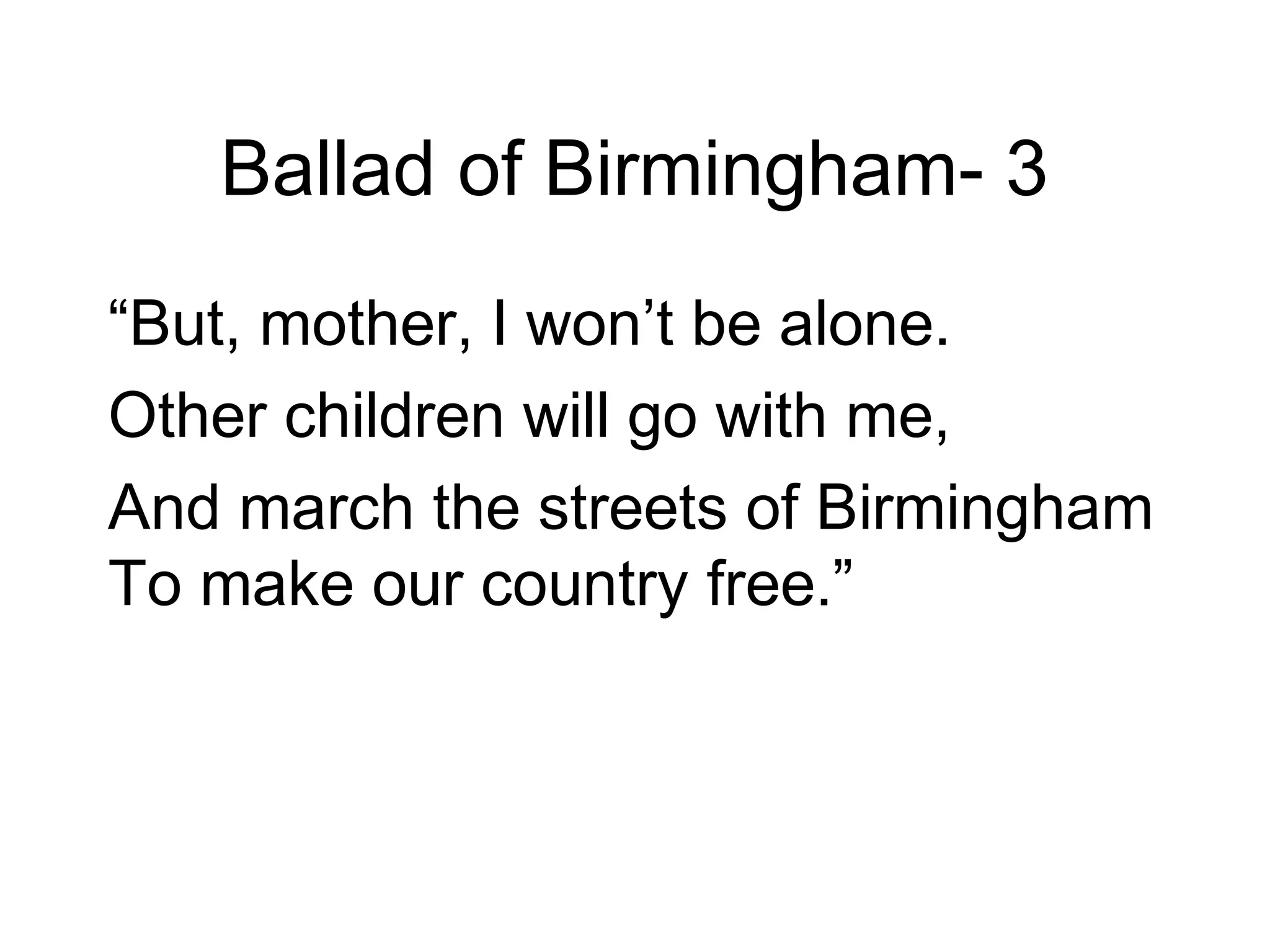 Aesthetic Reading and Writing: Ballad of Birmingham | PPT