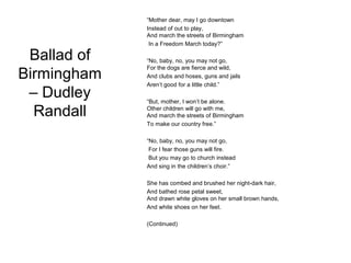 Aesthetic Reading and Writing: Ballad of Birmingham | PPT