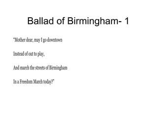 Aesthetic Reading and Writing: Ballad of Birmingham | PPT