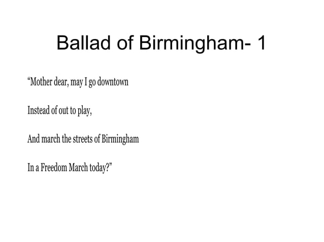 Aesthetic Reading and Writing: Ballad of Birmingham | PPT
