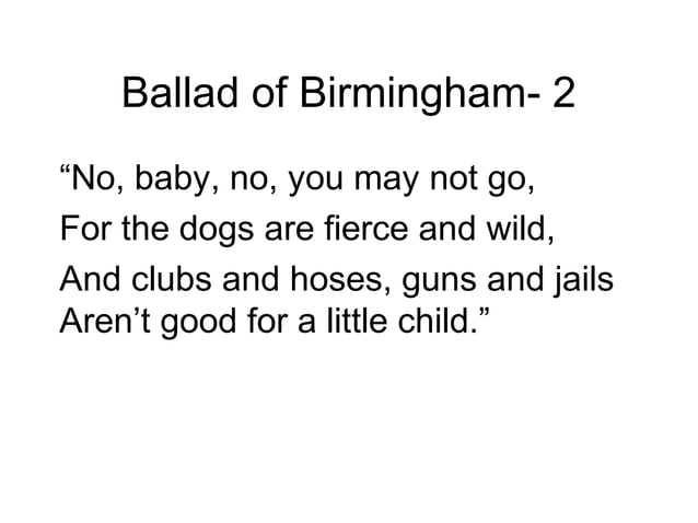 Aesthetic Reading and Writing: Ballad of Birmingham | PPT