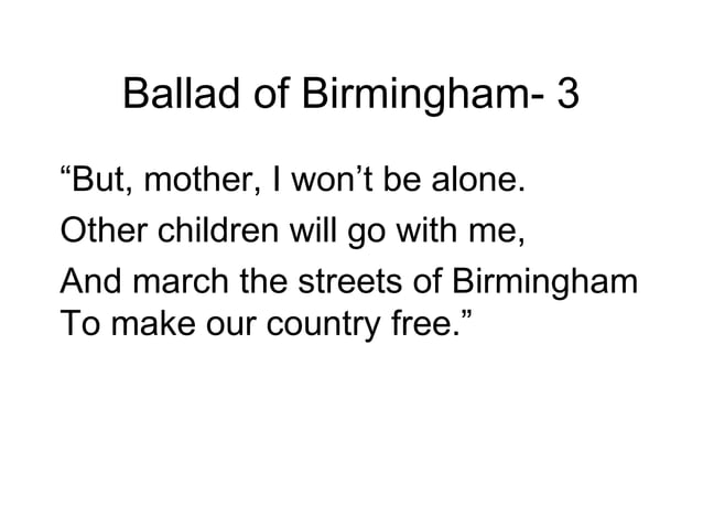 Aesthetic Reading and Writing: Ballad of Birmingham | PPT