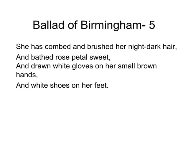Aesthetic Reading and Writing: Ballad of Birmingham | PPT