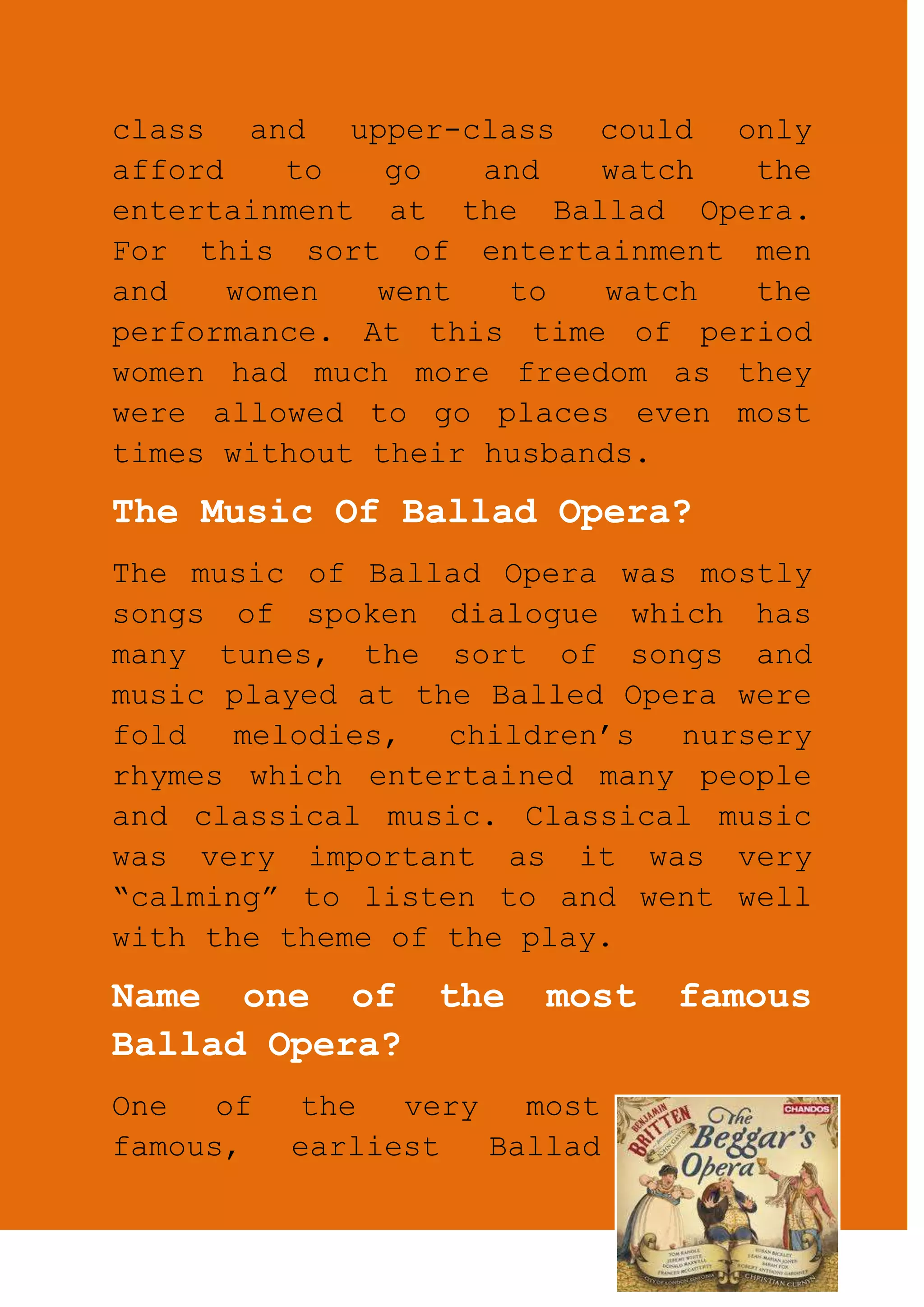 Ballad Opera - More Information About Ballad Opera | DOCX