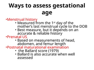 BALLARD SCORING AND INTERPRETATION ON PHYSICAL AND NEURO MATURITY | PPT