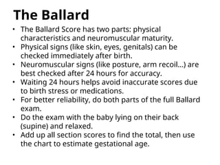 BALLARD SCORING AND INTERPRETATION ON PHYSICAL AND NEURO MATURITY | PPT