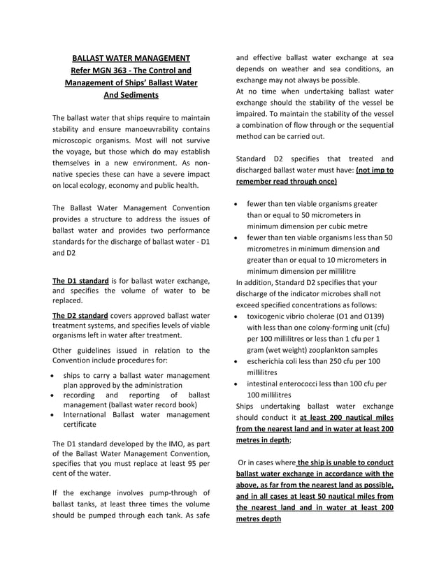 Ballast water management | PDF