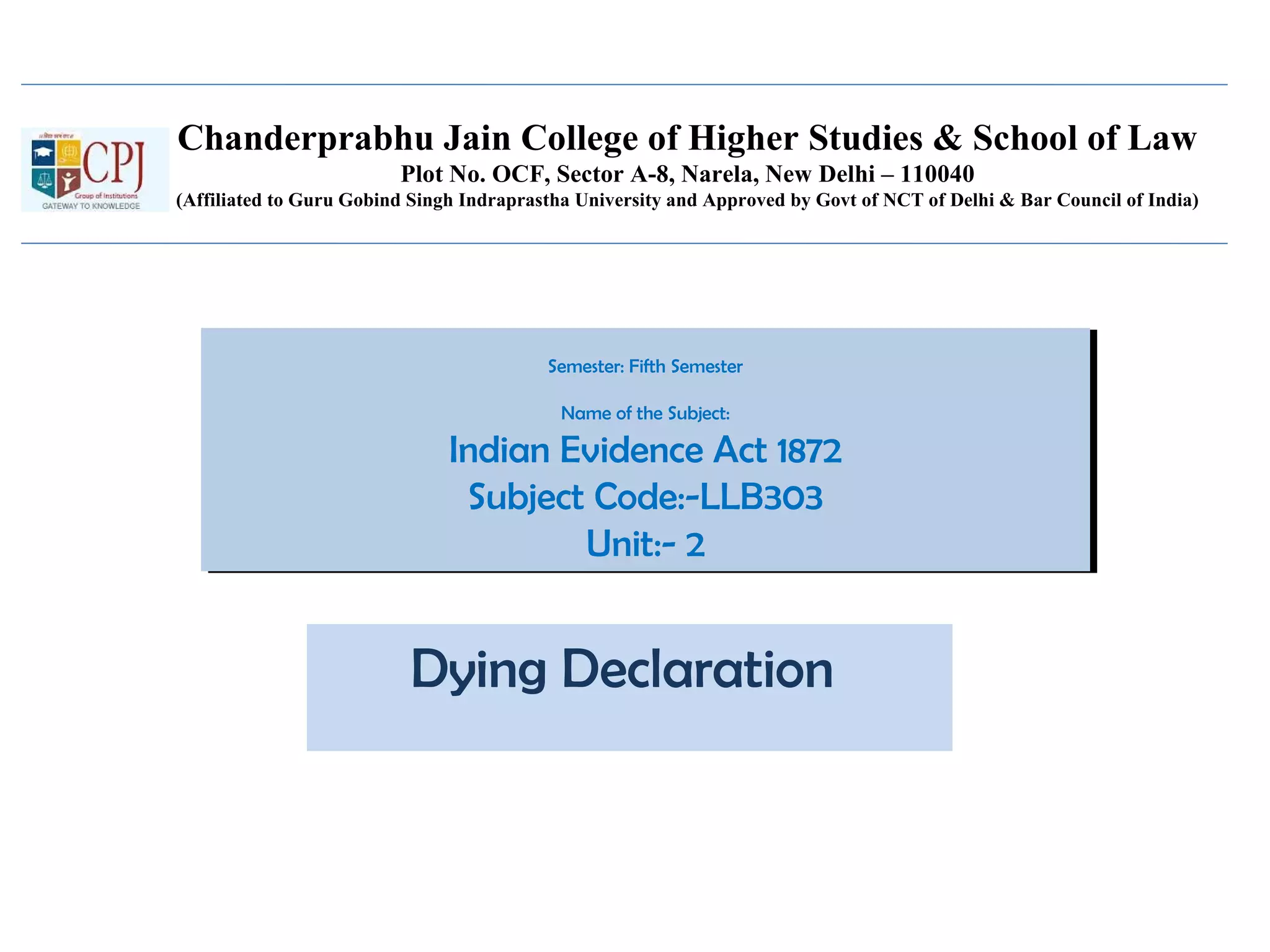 Indian Evidence Act 1872 | PPT