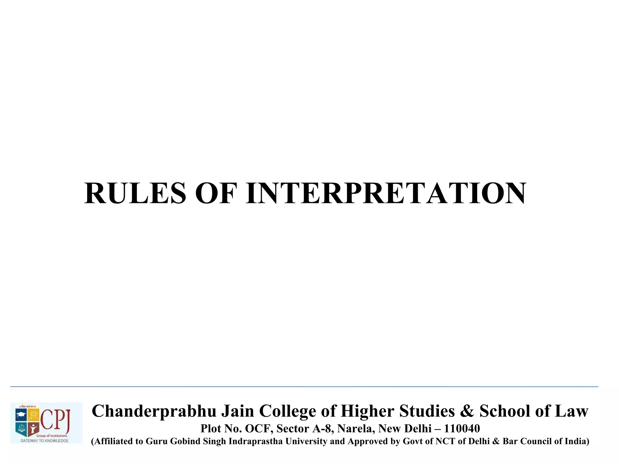 INTERPRETATION OF STATUTE | PPT