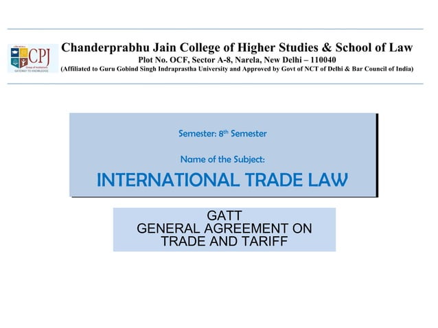 INTERNATIONAL TRADE LAW | PPT
