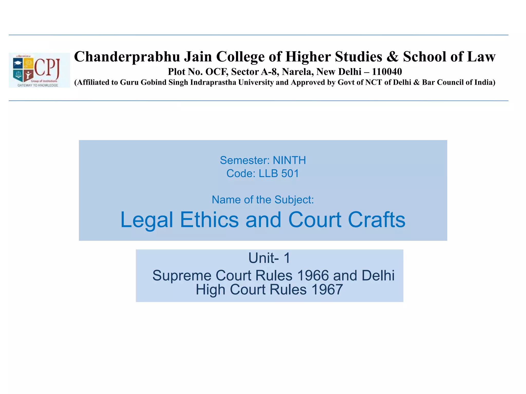 Legal Ethics and Court Crafts | PPTX