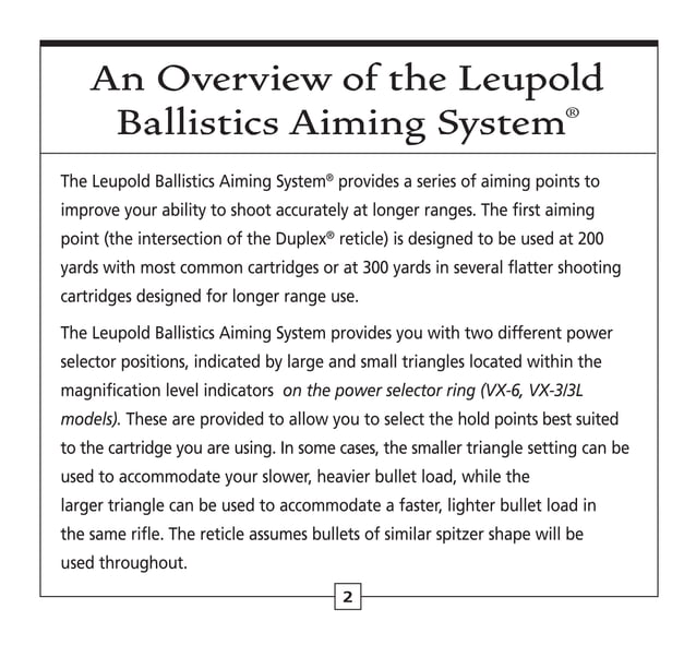 Ballistic Aiming System Manual | Leupold | Optics Trade | PPT
