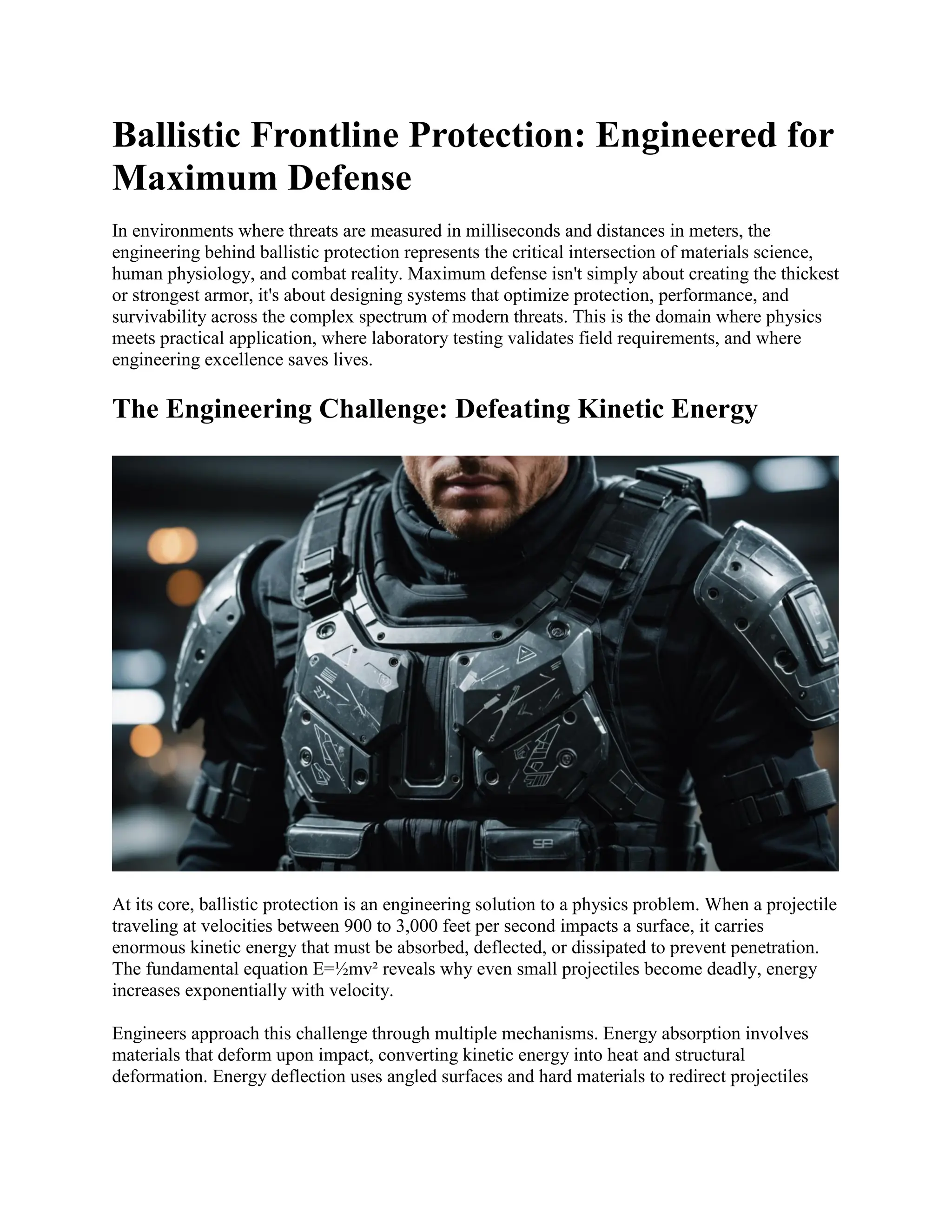 Ballistic Frontline Protection: Engineered for Maximum Defense | PDF