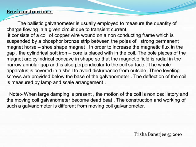Ballistic galvanometer | PPTX | Physics | Science