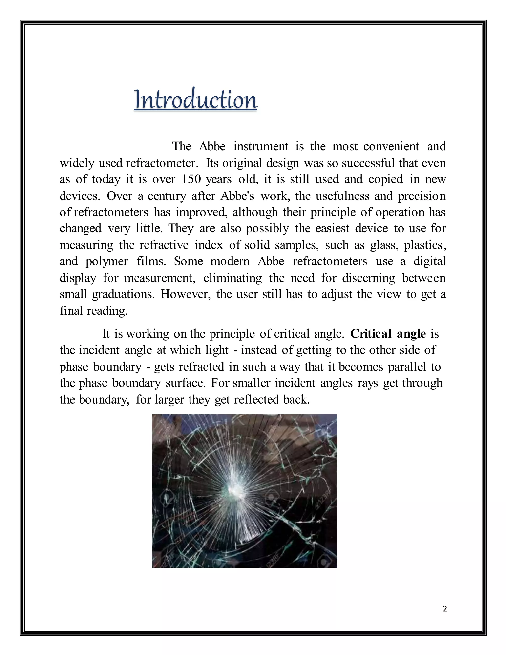 Ballistics abbe's refractometer | DOCX