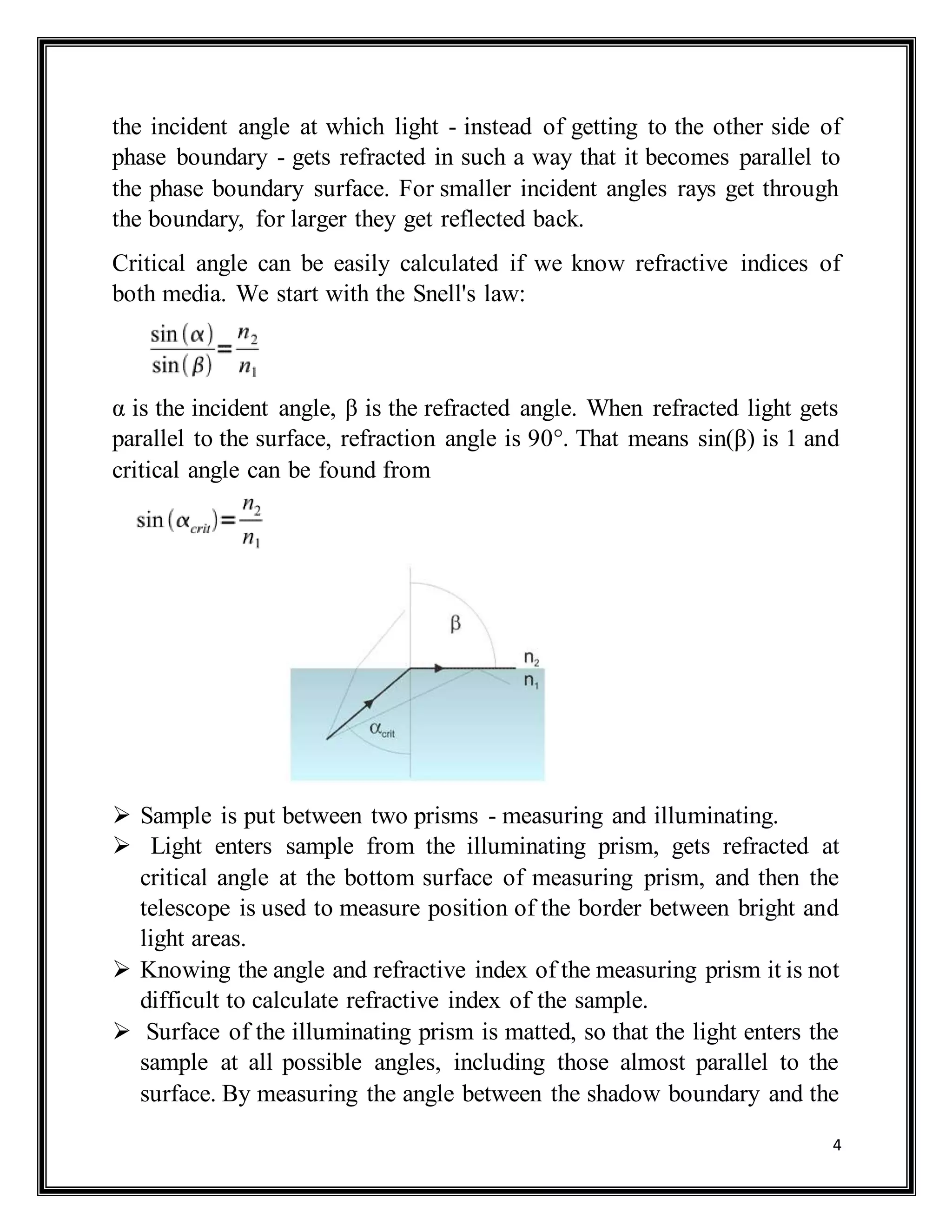 Ballistics abbe's refractometer | DOCX