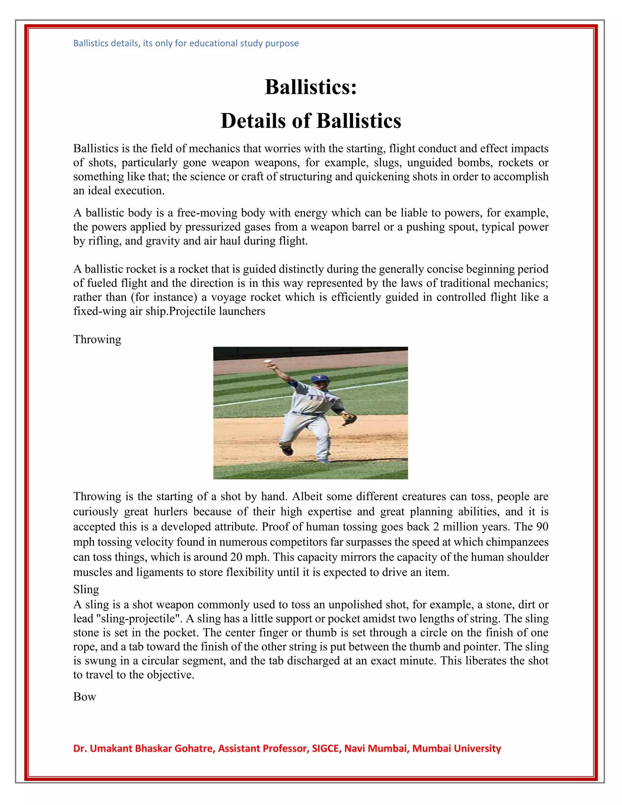 Ballistics Detsils | PDF