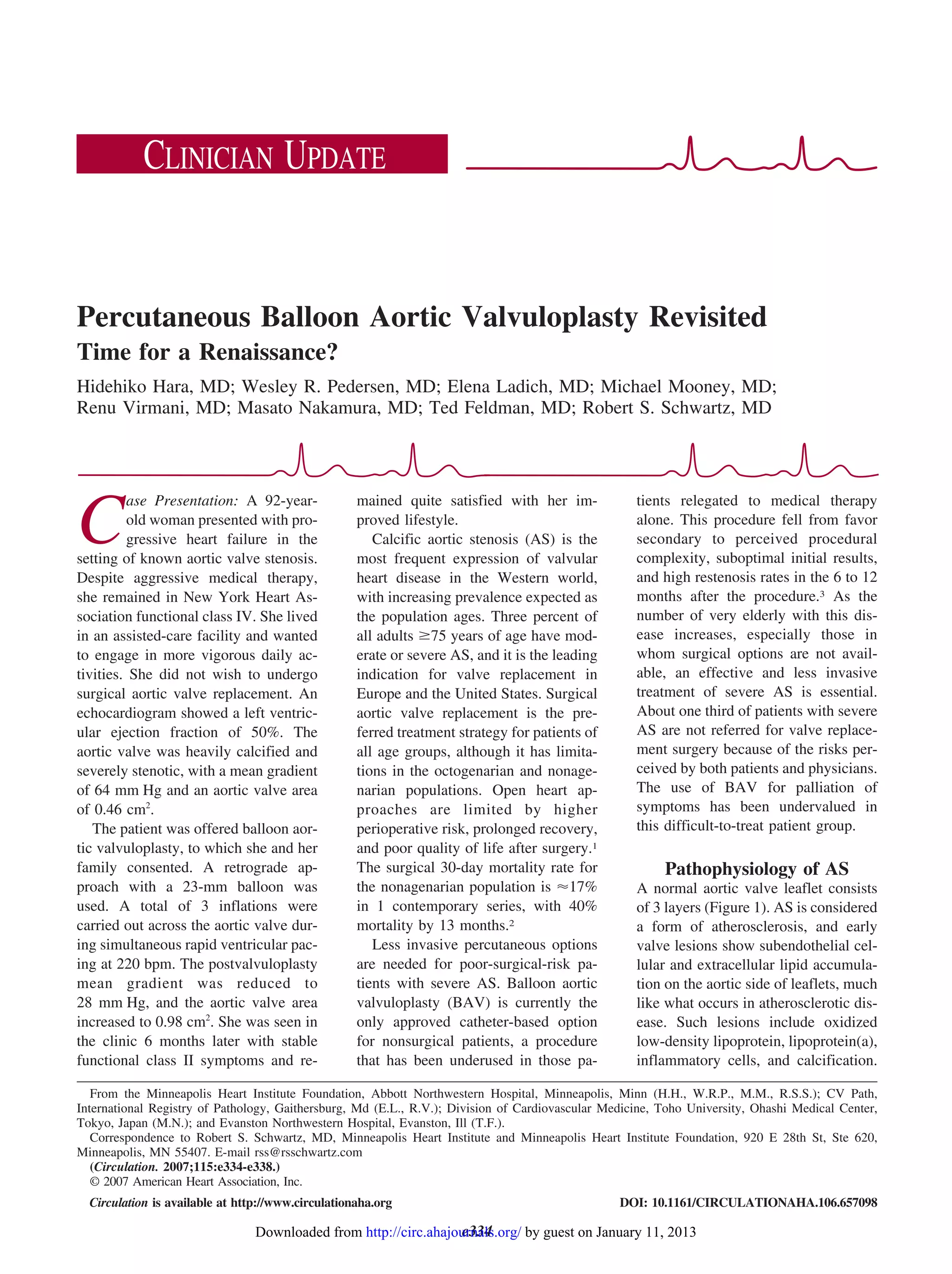 Ballon aortic valvuloplasty | PDF
