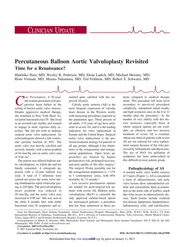 Ballon aortic valvuloplasty | PDF