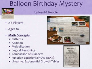 Balloon Birthday Mystery Game - a classic "Clue-like" game infused with ...