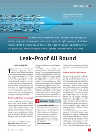 Balloon Dilation Catheters via Laser Plastic Welding | PDF